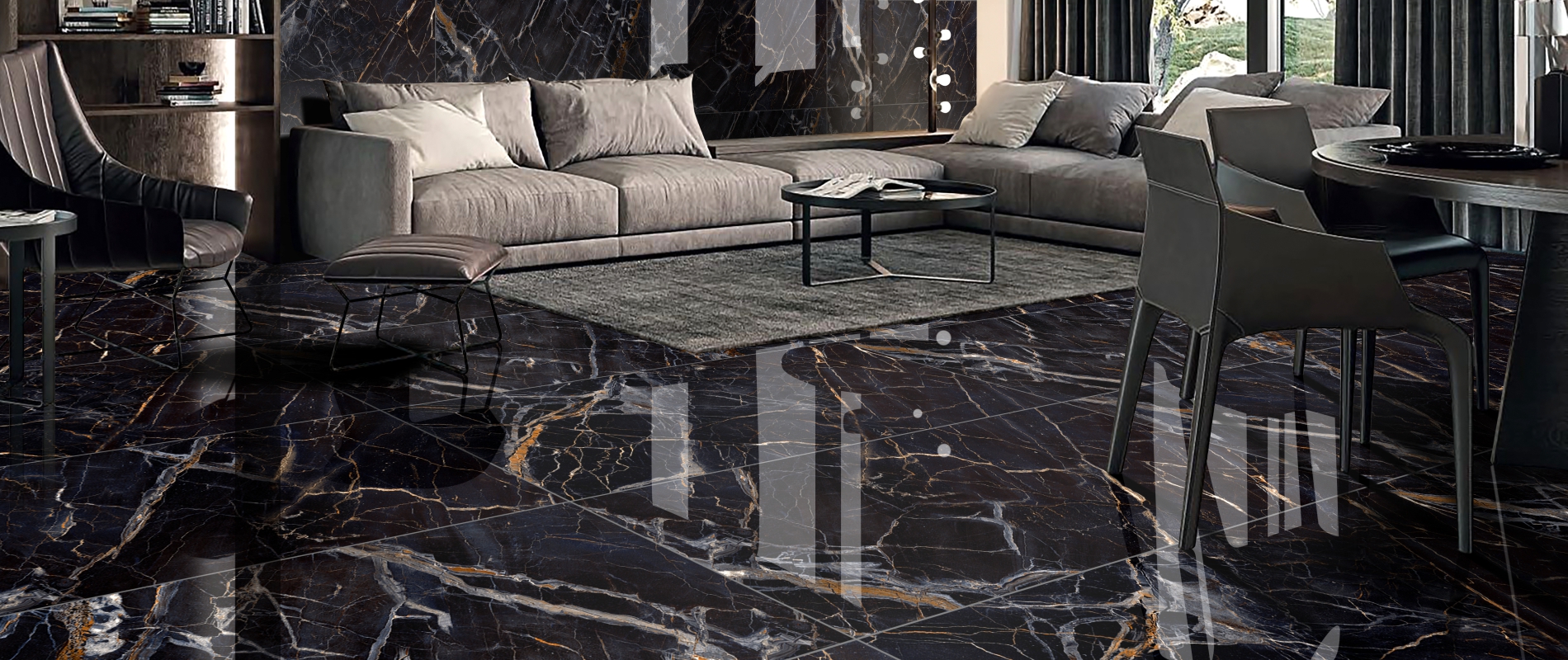 Titanium Black Series By Lavish Ceramics (Glazed Porcelain Floor Tiles)